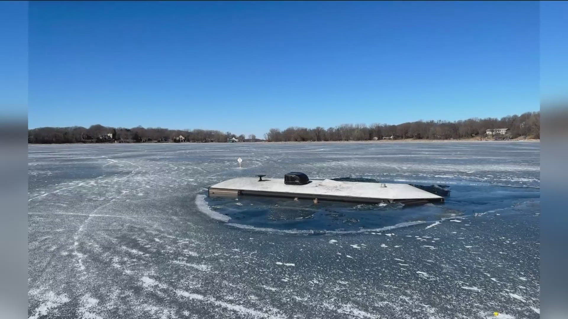 Ice house falls through Lake Sarah in Wright County | kare11.com