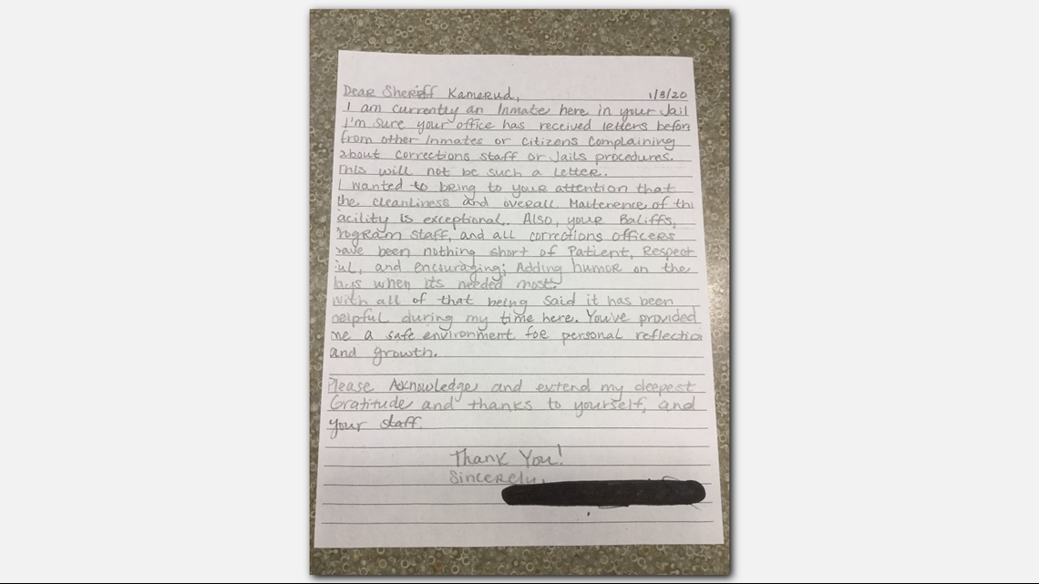 Inmate pens 'thank you' letter to Carver County Sheriff | kare11.com