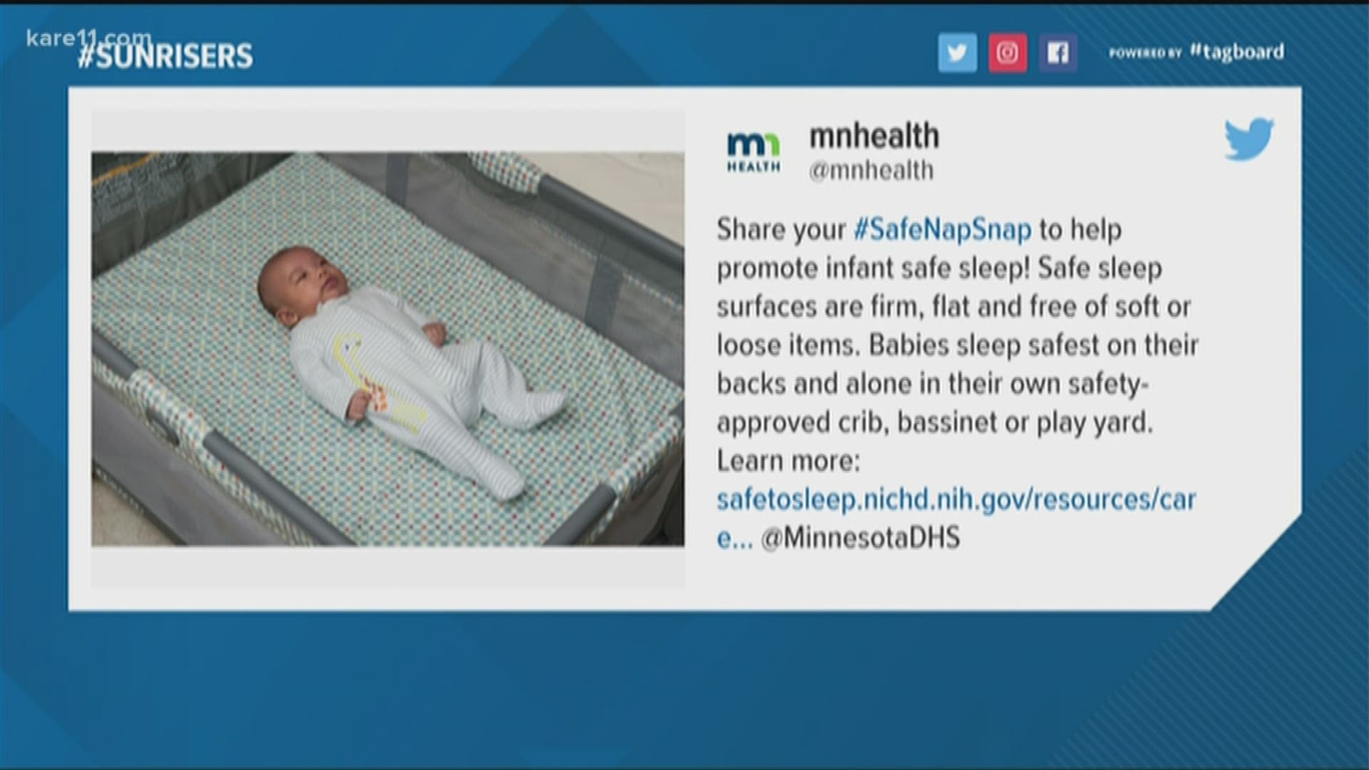 MDH pushing infant sleep safety reminders with #SafeNapSnap | kare11.com