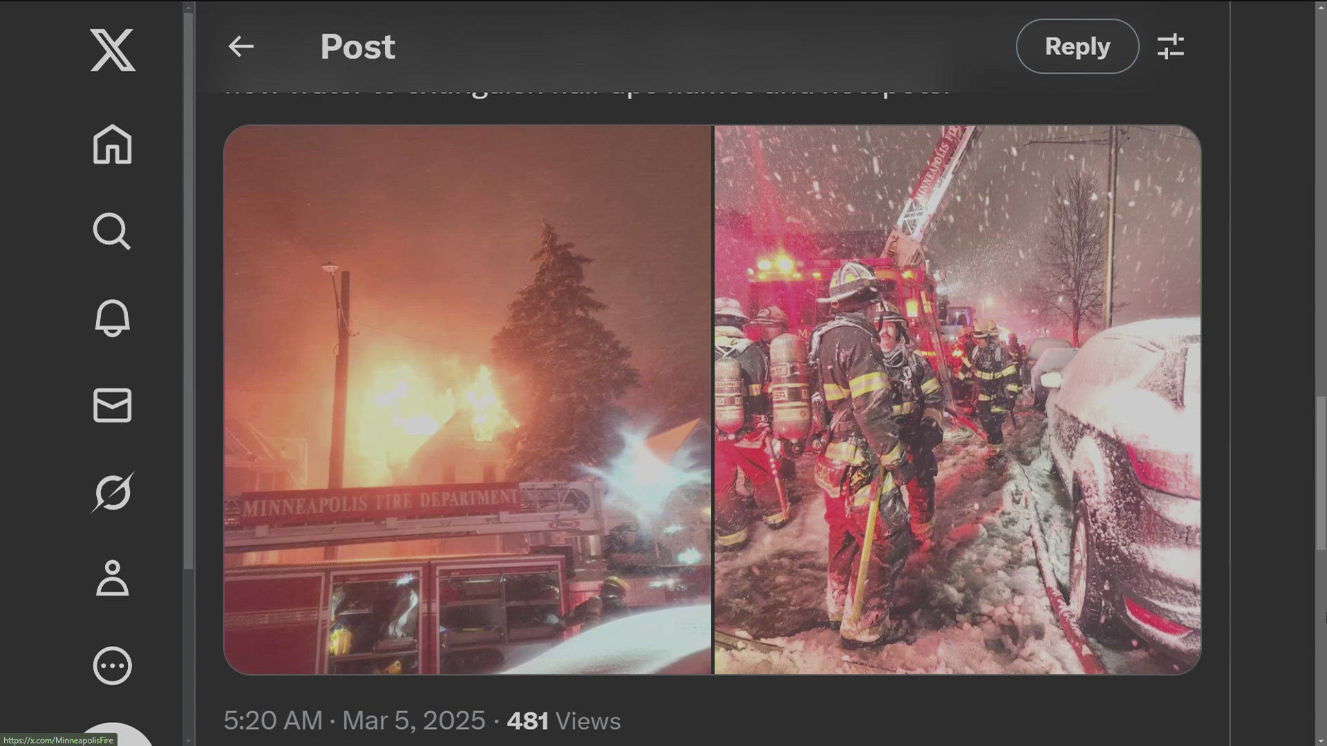 Minneapolis fire crews fight 3-alarm flames during snowstorm | kare11.com