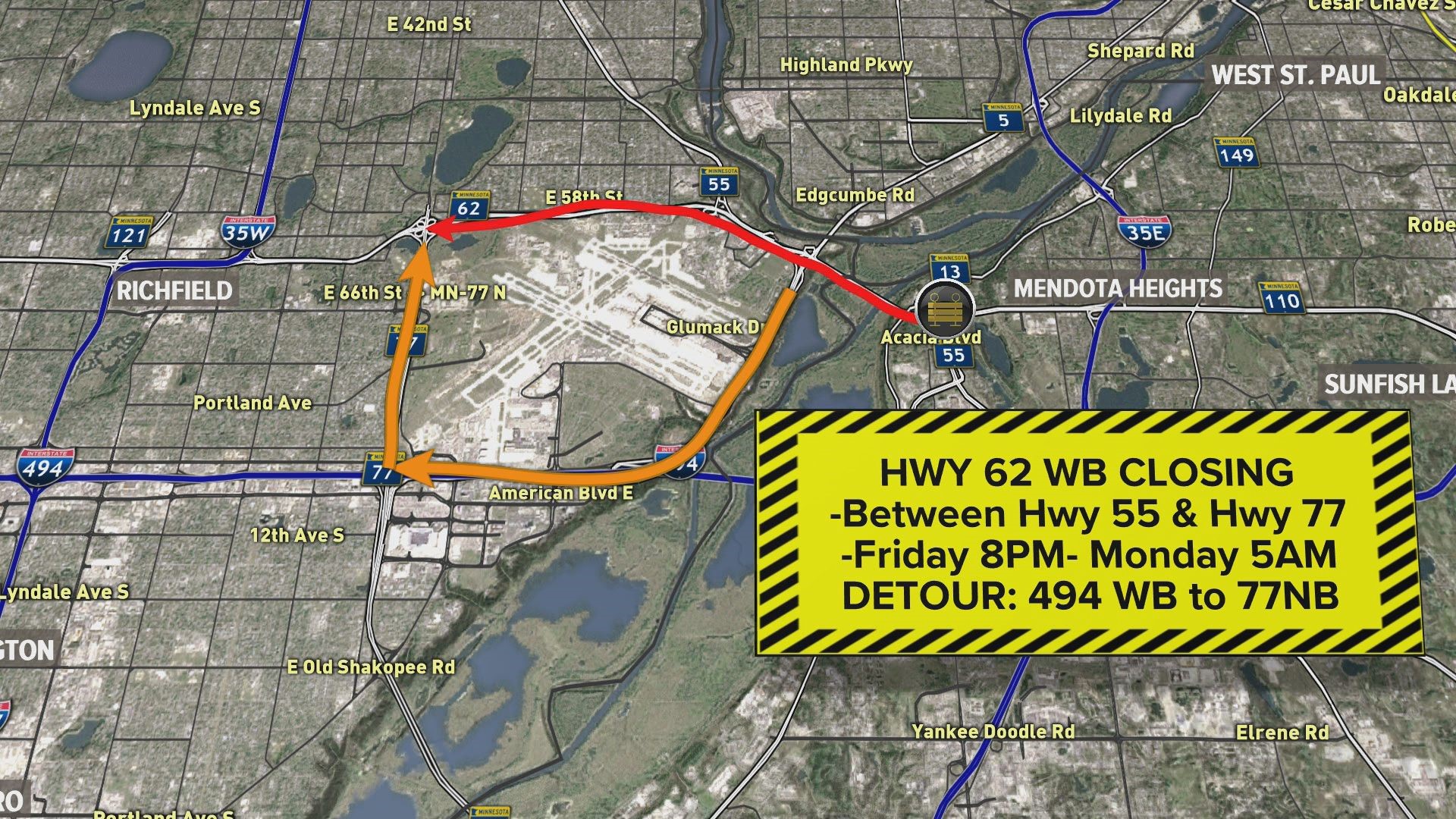 Major road closures could slow down your weekend | kare11.com