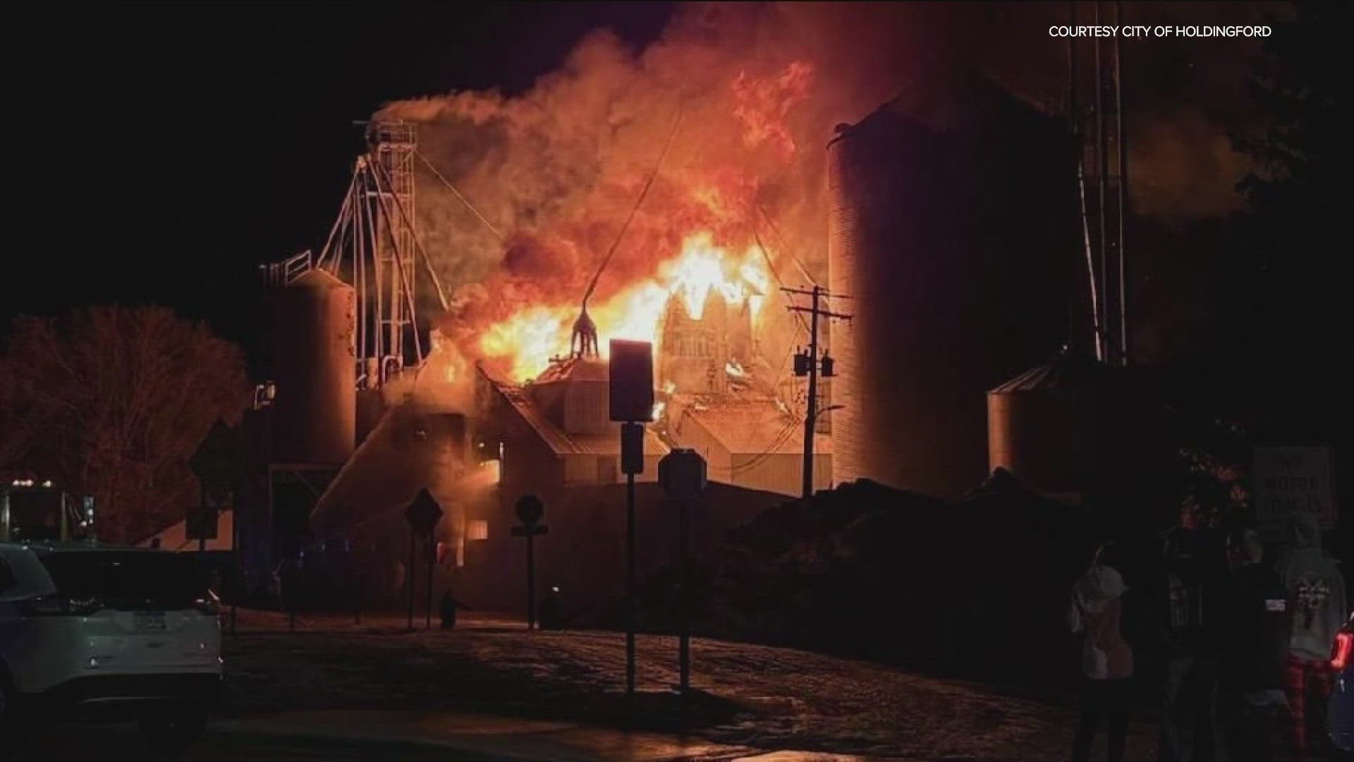 Holdingford Feed Mill reported a total loss after fire | kare11.com