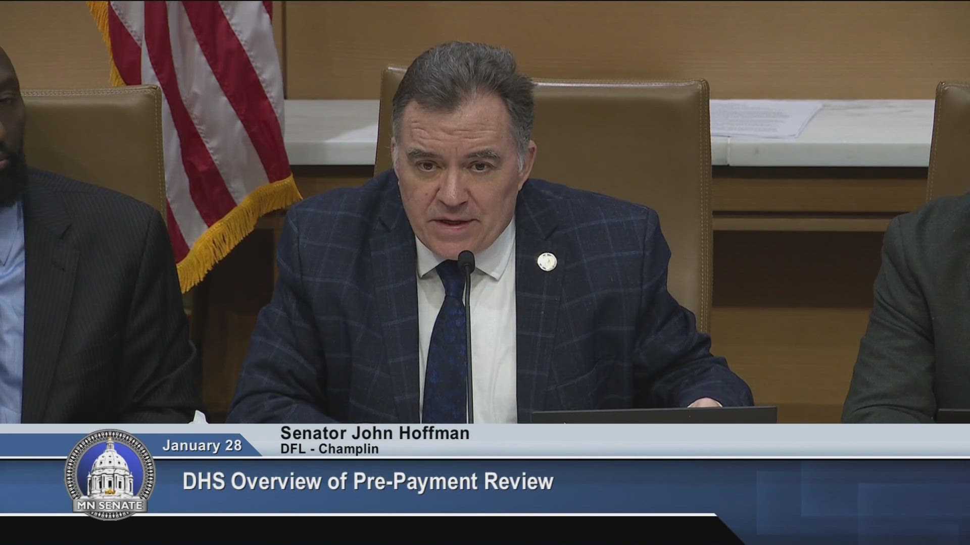 Senator John Hoffman holds first committee meeting since attack ...