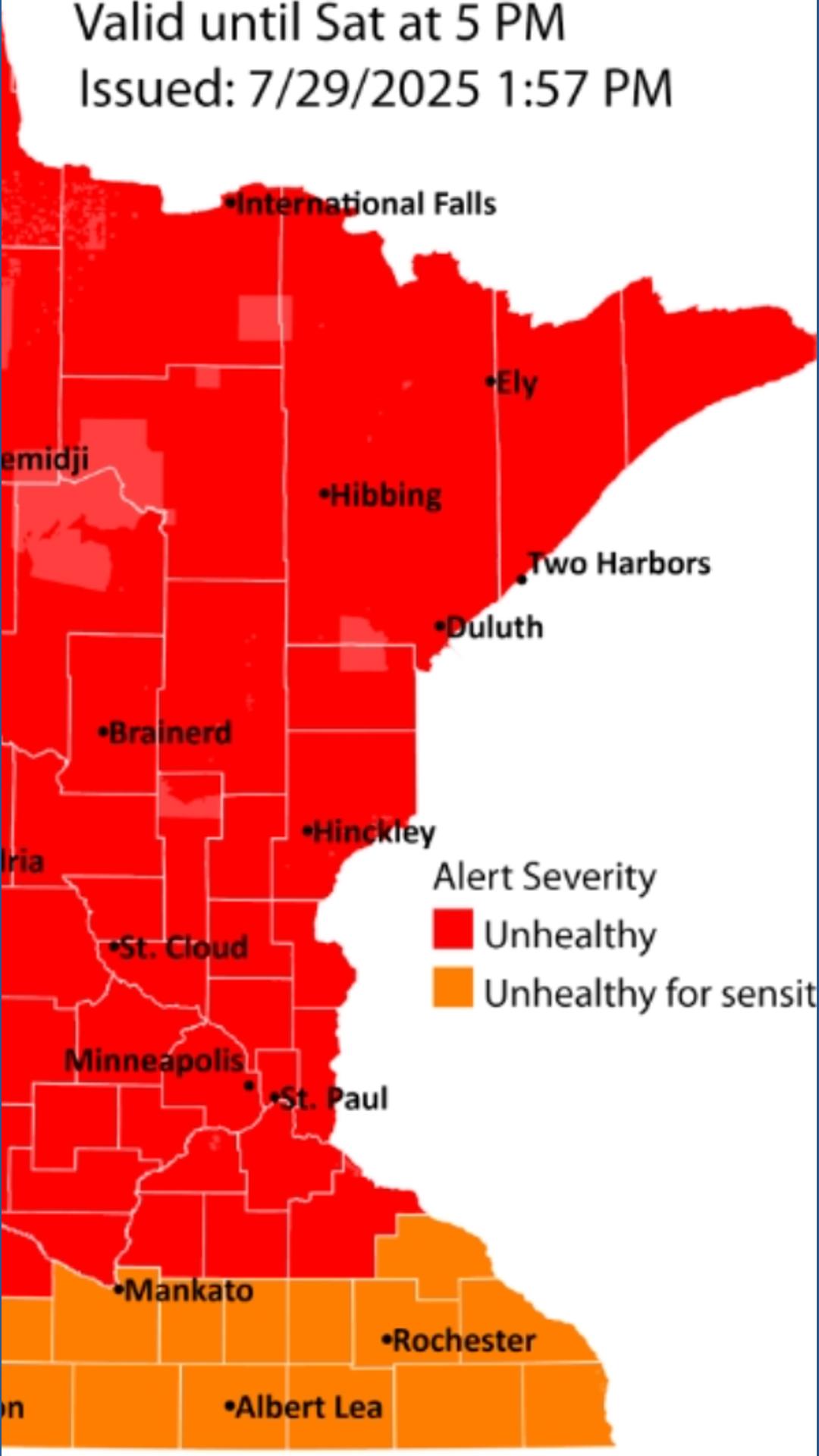 Minnesota faces air quality alert from Canada fires | kare11.com