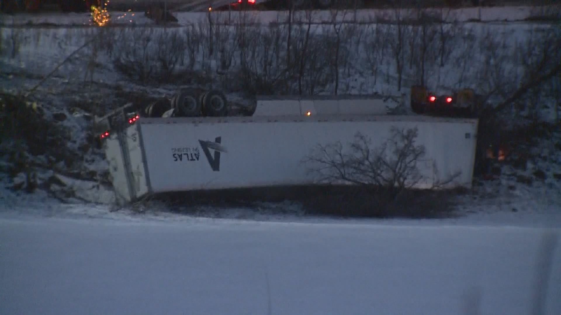 Driver injured after semi rolls over near St. Croix River | kare11.com