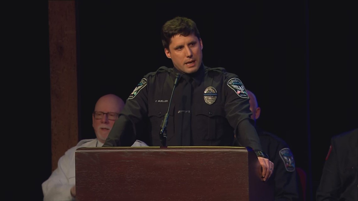 Officer Peter Mueller delivers eulogy for Matt Ruge | kare11.com