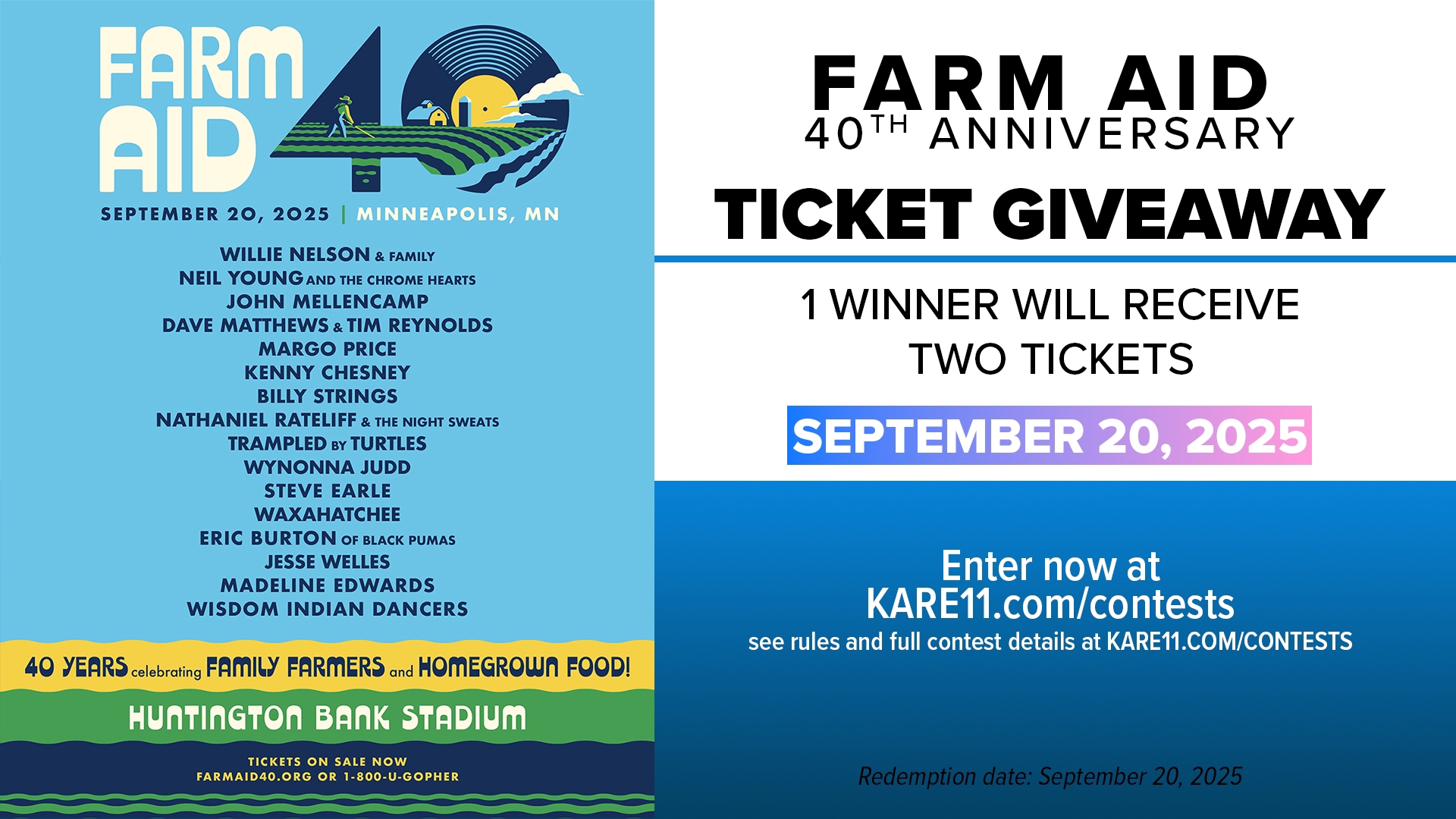 CONTEST: Win tickets to Farm Aid's 40th Anniversary Festival | kare11.com