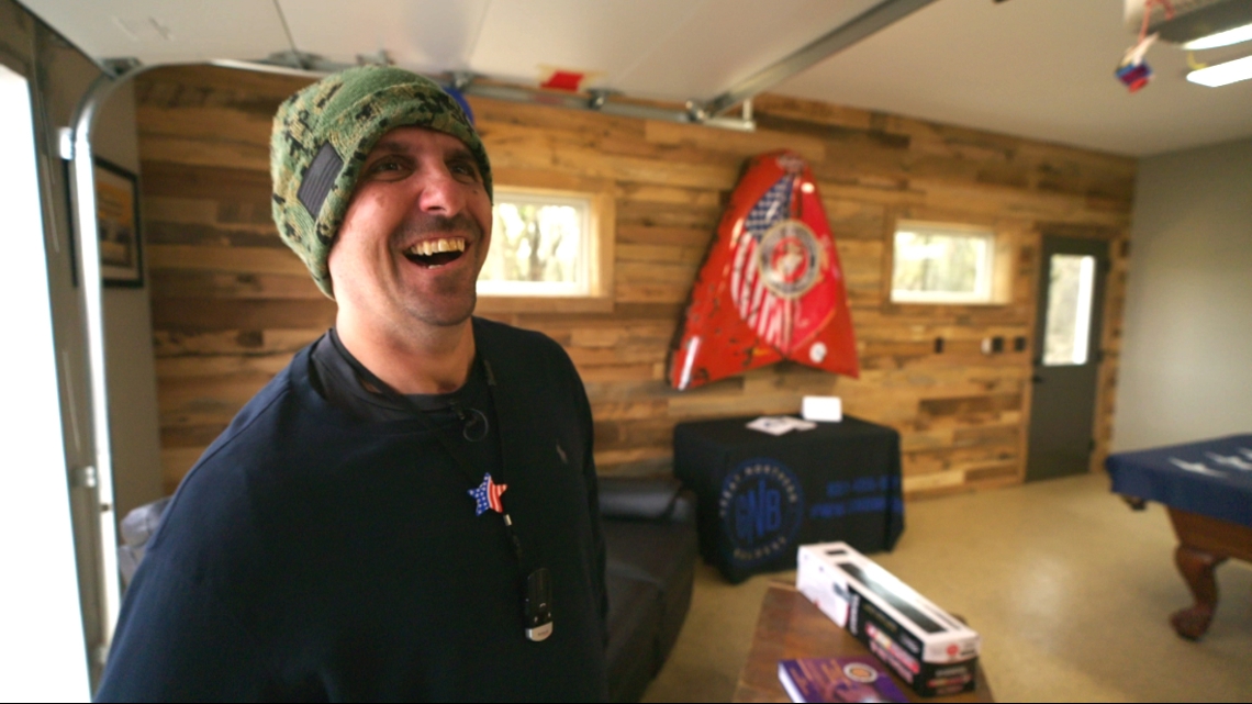 Friends surprise disabled veteran with customized man cave | kare11.com