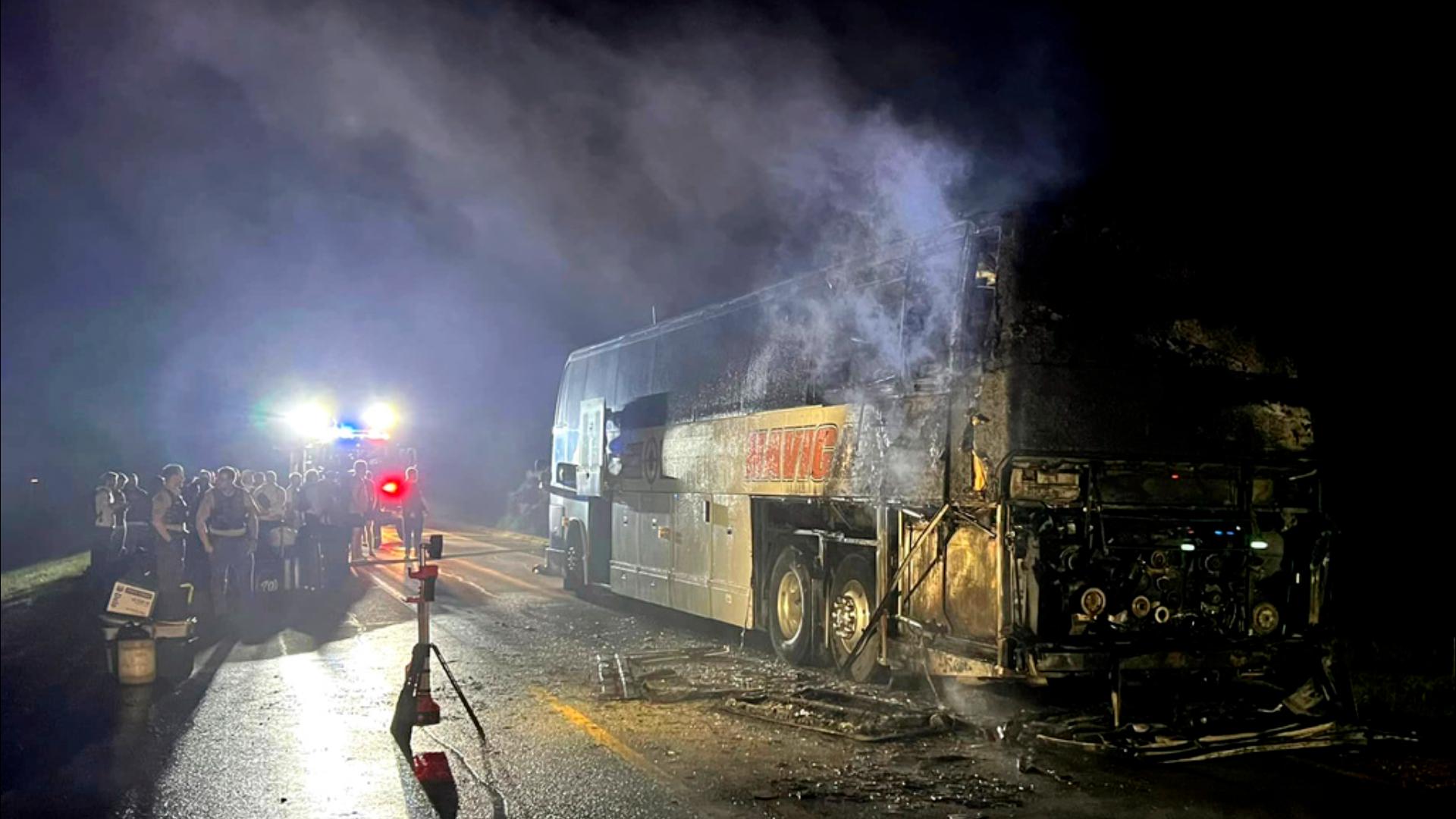 Baseball team's charter bus catches fire in Iowa; no one is hurt ...