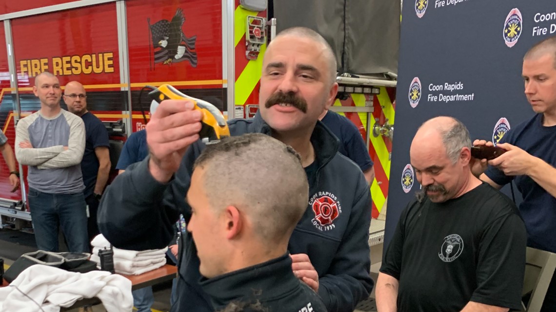 Coon Rapids firefighters shave heads in solidarity | kare11.com