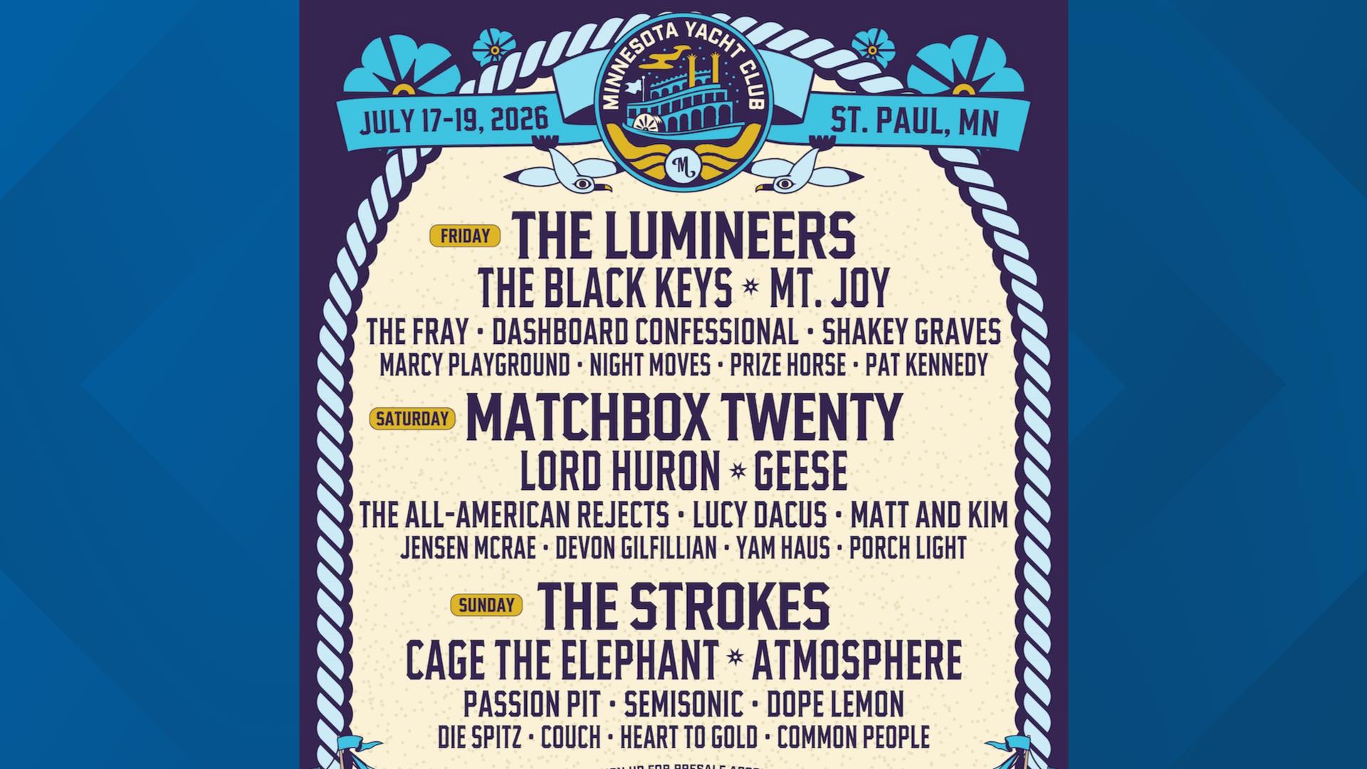 Minnesota Yacht Club drops lineup for St. Paul music festival | kare11.com