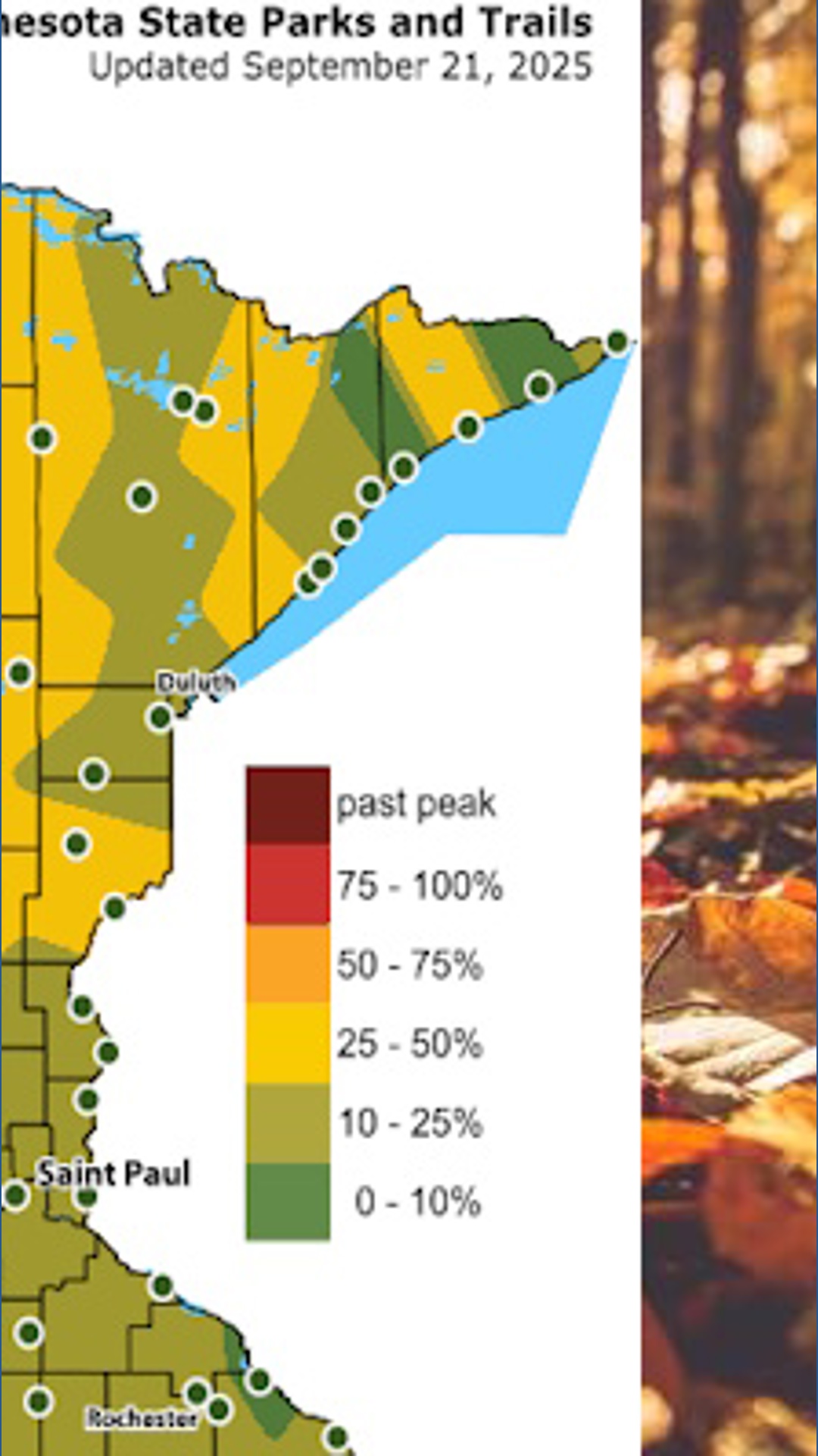Colors changing in northern Minnesota as fall officially arrives ...