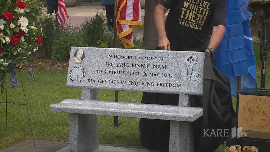 Bench at Blaine Veterans Memorial honors U.S. Army Specialist | kare11.com