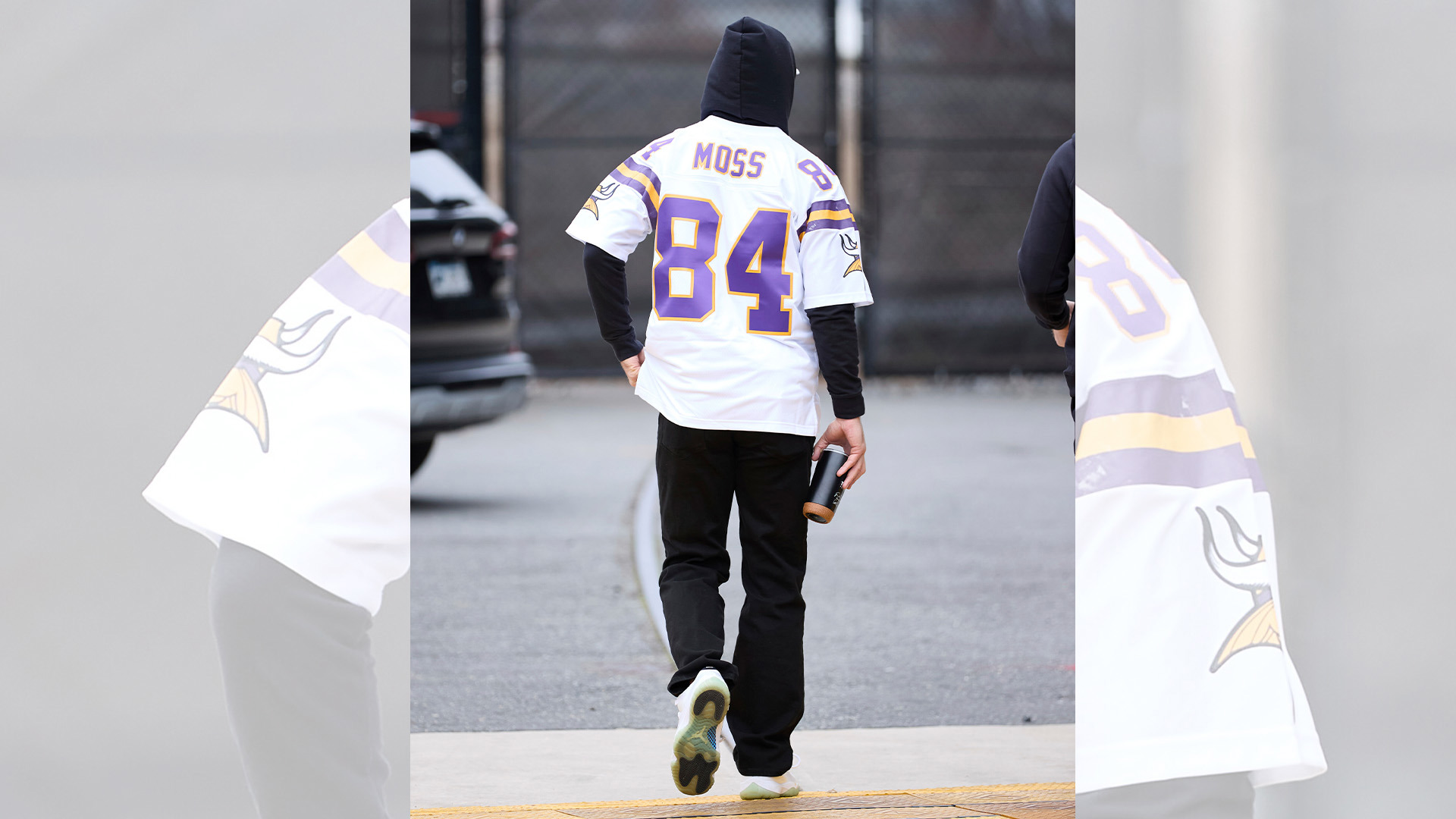 Adam Thielen arrives to game wearing No. 84 Randy Moss Vikings jersey ...