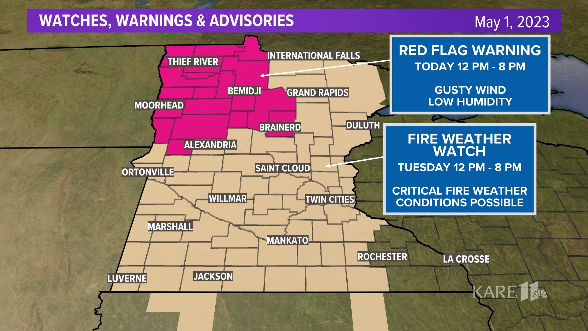 Gusty winds trigger Red Flag Warning for regions of Minnesota | kare11.com