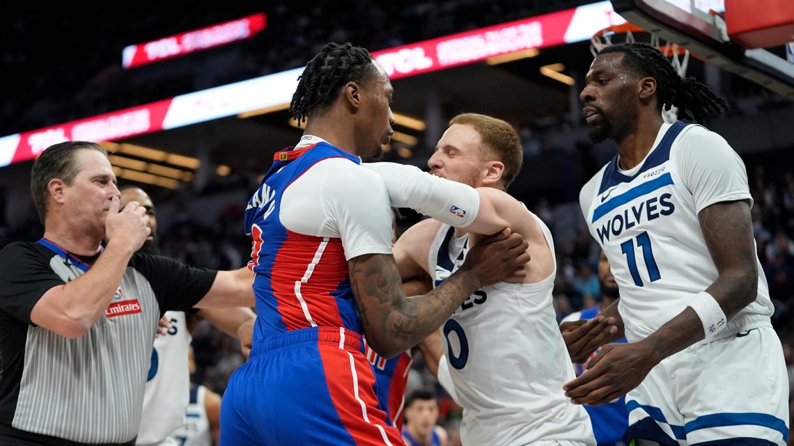 Timberwolves and Pistons brawl | kare11.com