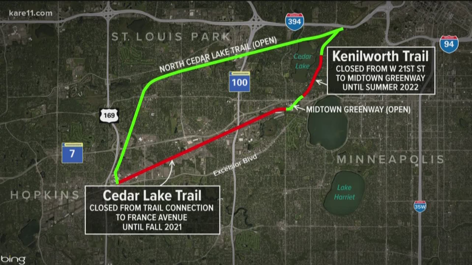 Southwest light rail trail closures | kare11.com