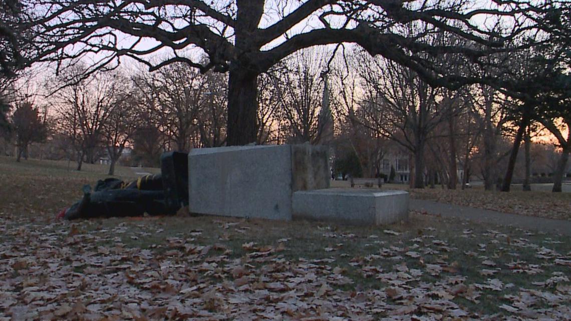 Historic Minneapolis Park statues vandalized, one toppled | kare11.com