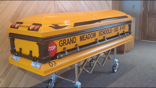 Longtime school bus driver will be laid to rest in bus casket | kare11.com