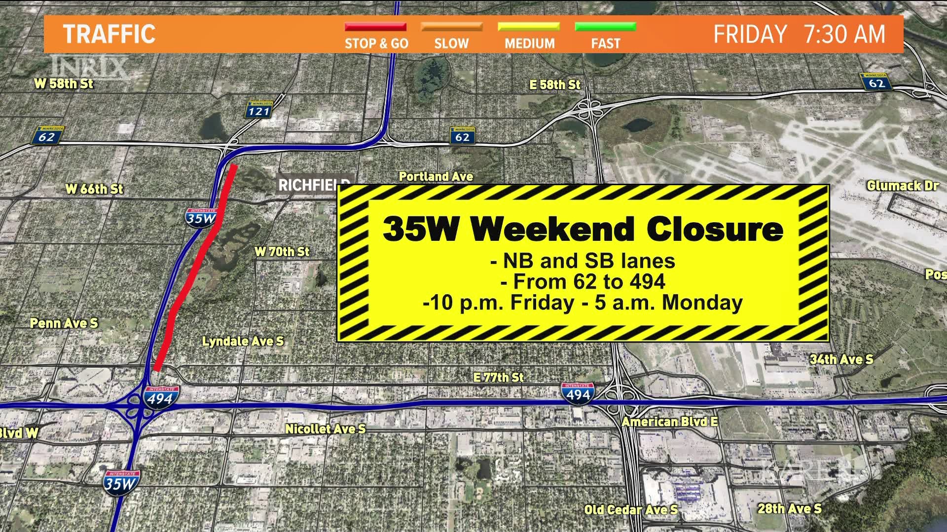 (-94, I-35W affected by road closures this weekend in Twin Cities ...