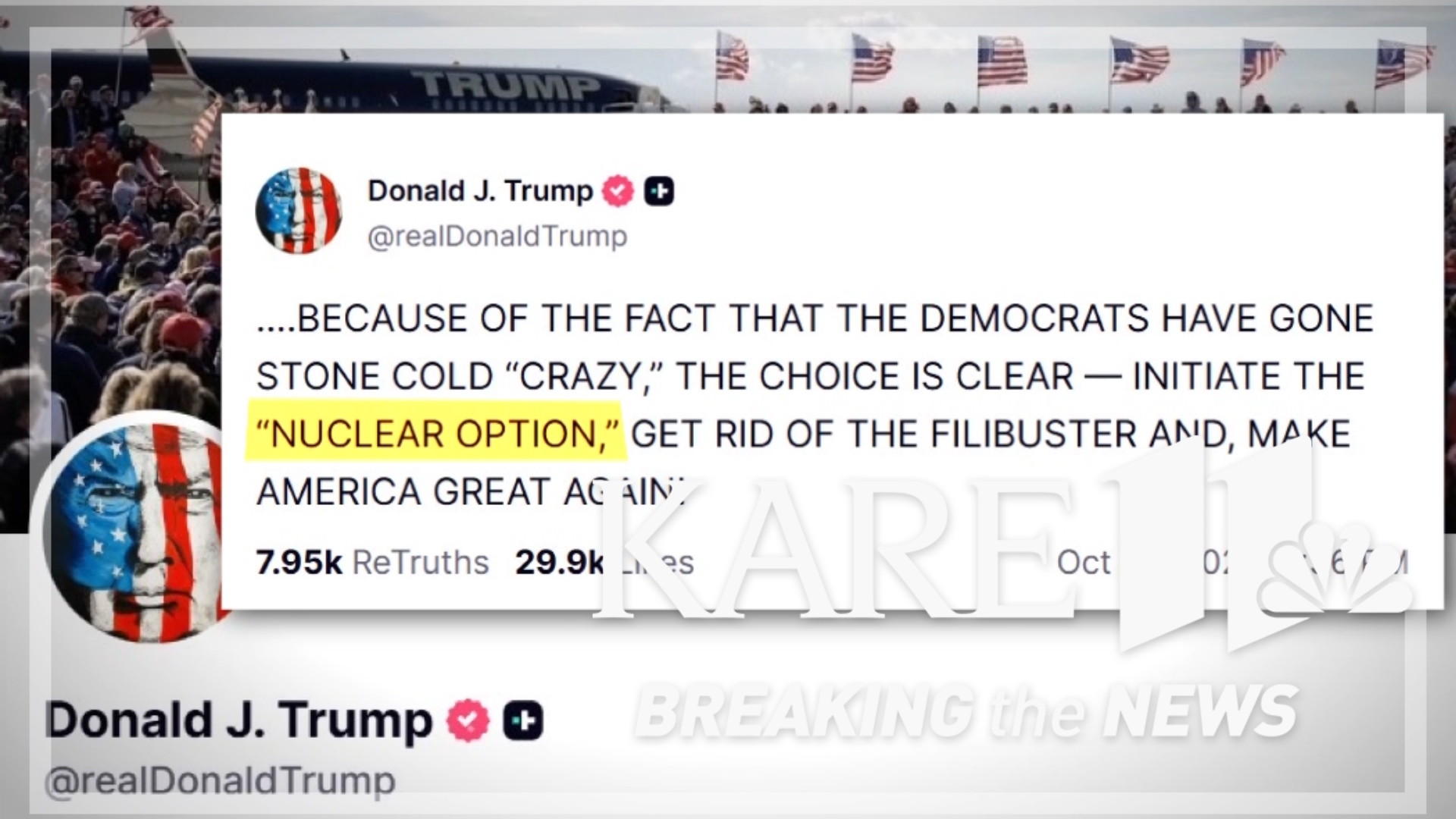 Trump pushes Senate to end filibuster | kare11.com
