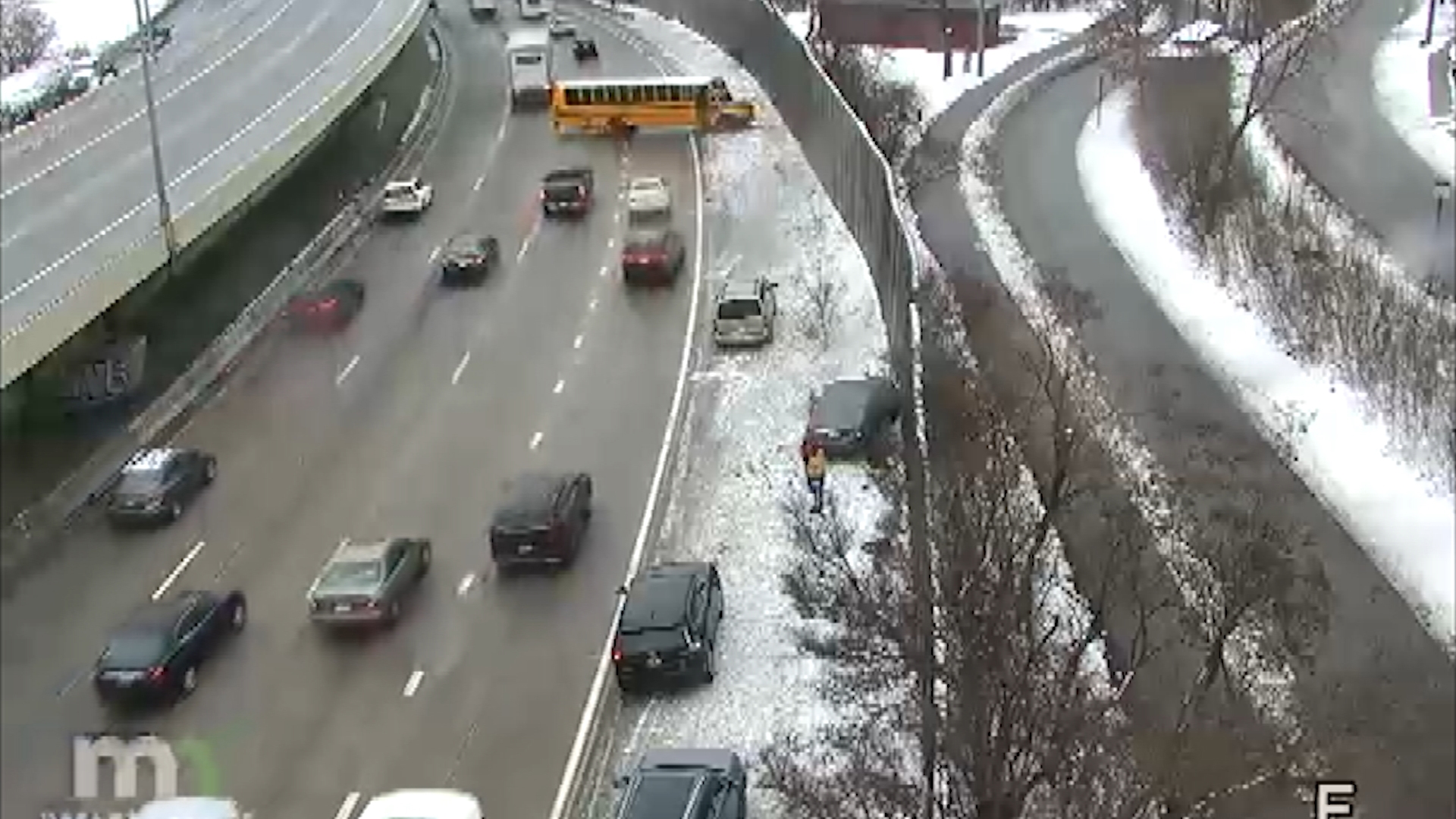 Traffic cameras capture school bus spin-out on icy I-394 | kare11.com