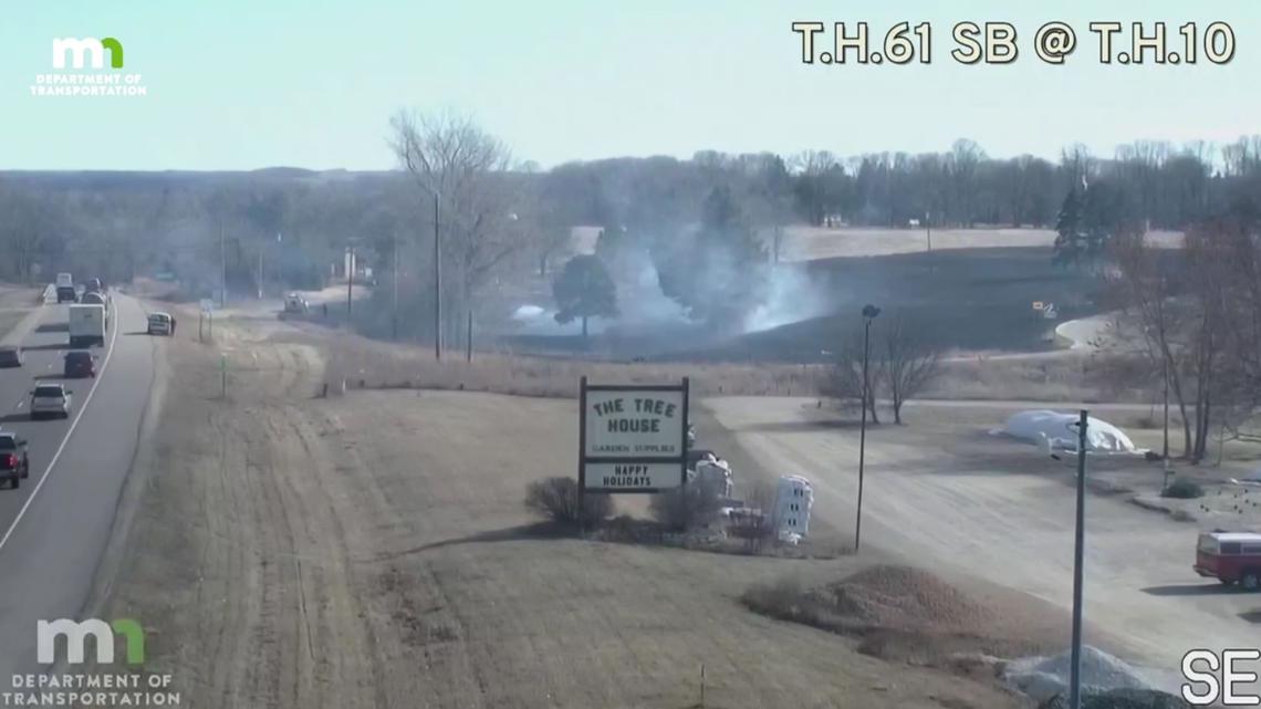 Fire burning along Highway 61 near Hastings | kare11.com