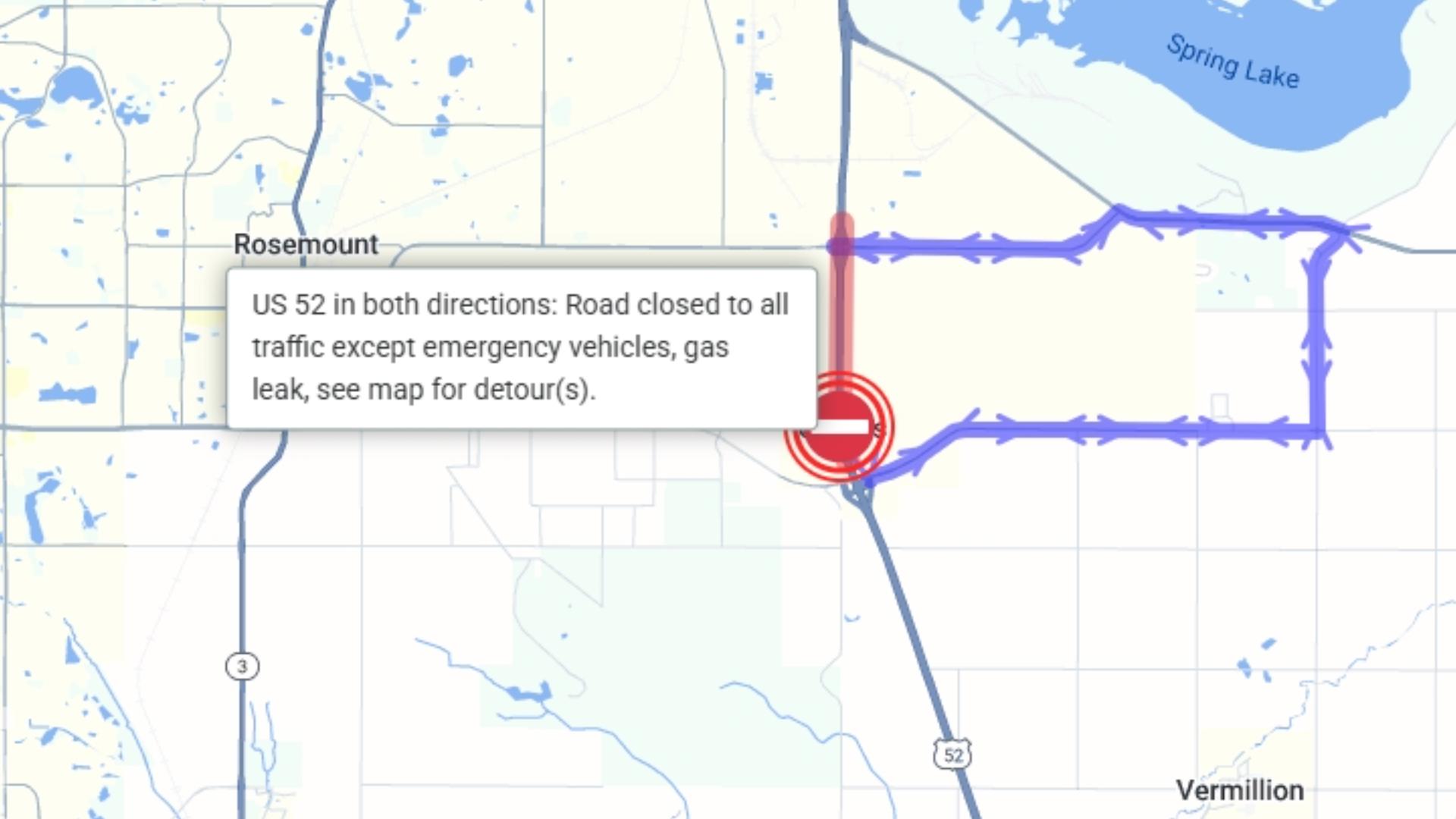 Highway 52 in Rosemount reopened after gas leak | kare11.com