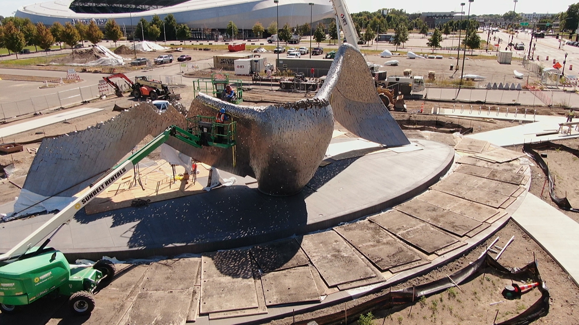 Loon sculpture takes flight, part of United Village project | kare11.com
