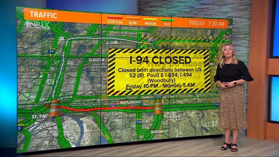 Weekend Traffic: I-94 lanes closed from St. Paul to Woodbury | kare11.com