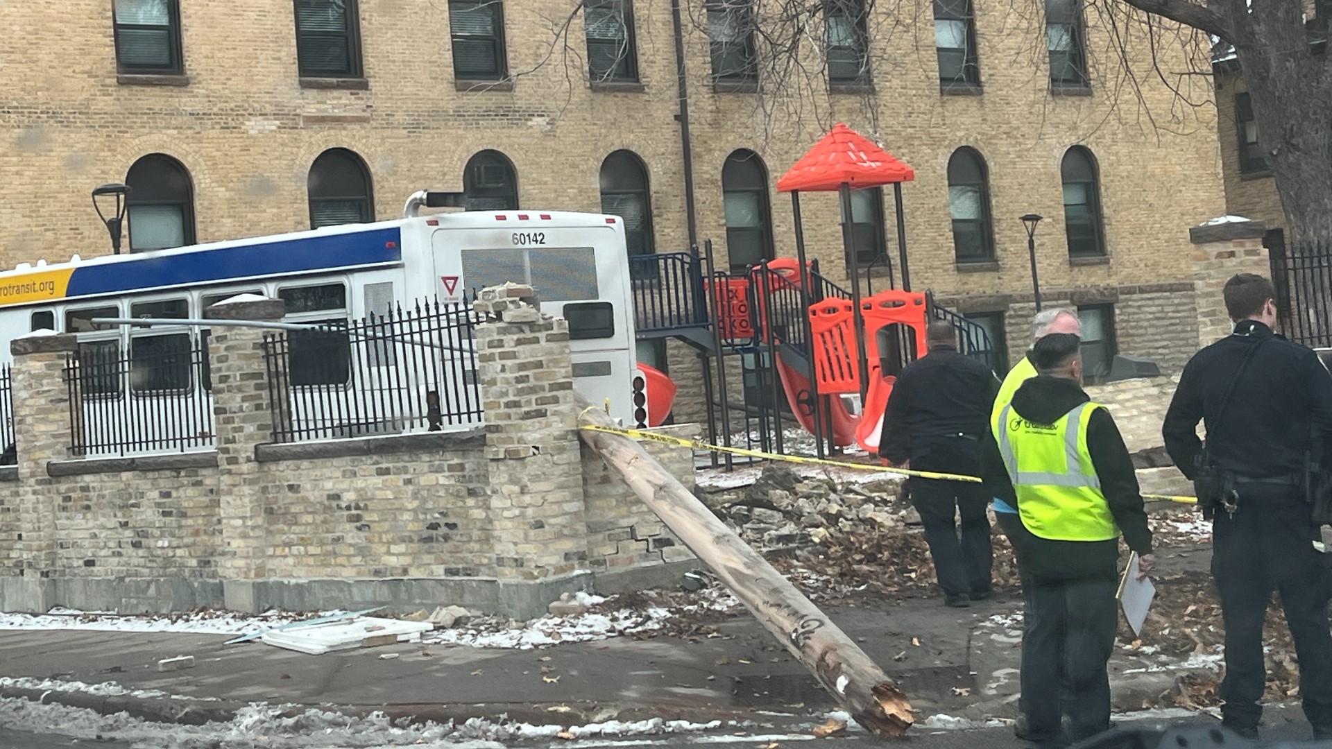 Collision with brick wall damages Metro Transit bus | kare11.com