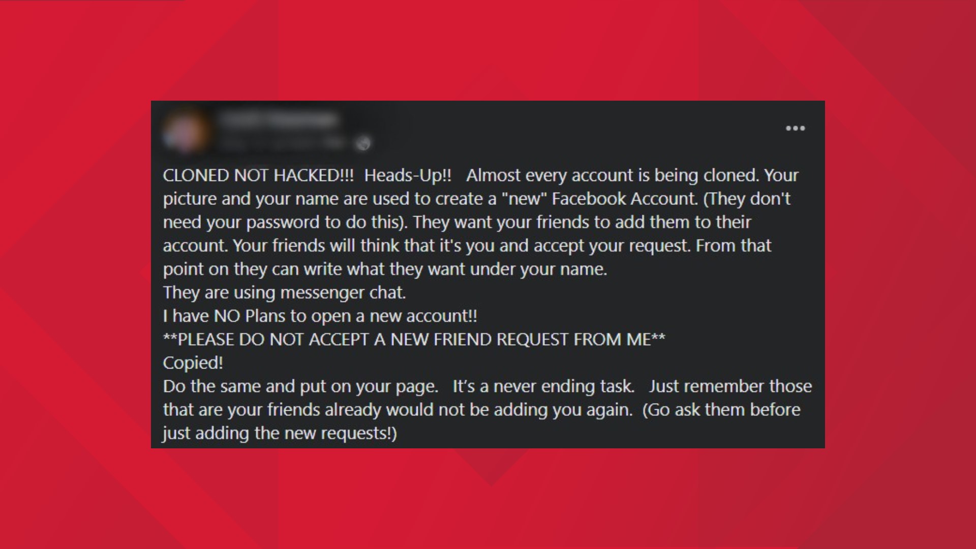 Facebook scammers do ‘clone’ people’s accounts | kare11.com