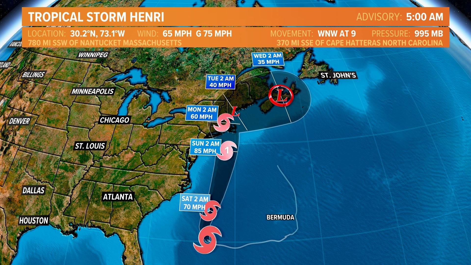 Hurricane Henri 2021 path: System tracks toward New England | kare11.com