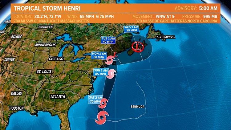 Hurricane Henri 2021 path: System tracks toward New England | kare11.com